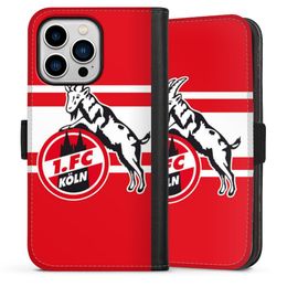 DeinDesign iPhone 13 Pro Handy Klapph&uuml;lle Handyh&uuml;lle aus Kunst Leder schwarz Flip Case Official Licensed Product Coat Of Arms 1. Fc K&ouml;ln Sideflip mit Lasche
