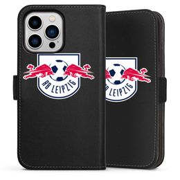 DeinDesign iPhone 13 Pro Handy Klapph&uuml;lle Handyh&uuml;lle aus Kunst Leder schwarz Flip Case Official Licensed Product Transparent Rb Leipzig Sideflip mit Lasche