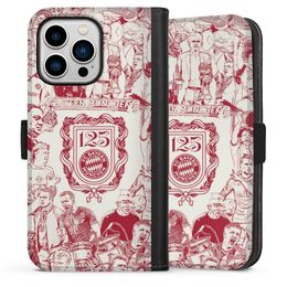 DeinDesign iPhone 13 Pro Handy Klapph&uuml;lle Handyh&uuml;lle aus Kunst Leder schwarz Flip Case Official Licensed Product Fcb 125 Jahre Fc Bayern M&uuml;nchen Sideflip mit 