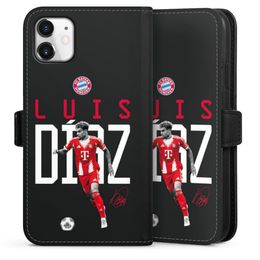 DeinDesign iPhone 11 Handy Klapph&uuml;lle Handyh&uuml;lle aus Kunst Leder schwarz Flip Case Fc Bayern M&uuml;nchen Official Licensed Product Luis Diaz Sideflip mit Lasche