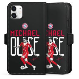DeinDesign iPhone 11 Handy Klapph&uuml;lle Handyh&uuml;lle aus Kunst Leder schwarz Flip Case Fc Bayern M&uuml;nchen Michael Olise Official Licensed Product Sideflip mit Lasche