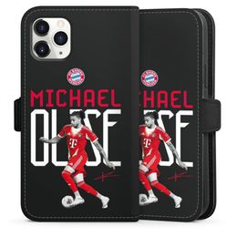 DeinDesign iPhone 11 Pro Handy Klapph&uuml;lle Handyh&uuml;lle aus Kunst Leder schwarz Flip Case Fc Bayern M&uuml;nchen Michael Olise Official Licensed Product Sideflip mit 
