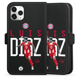 DeinDesign iPhone 11 Pro Handy Klapph&uuml;lle Handyh&uuml;lle aus Kunst Leder schwarz Flip Case Fc Bayern M&uuml;nchen Official Licensed Product Luis Diaz Sideflip mit Lasche