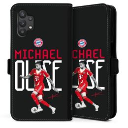 DeinDesign Galaxy A32 5G Handy Klapph&uuml;lle Handyh&uuml;lle aus Kunst Leder schwarz Flip Case Official Licensed Product Michael Olise Fc Bayern M&uuml;nchen Sideflip mit 