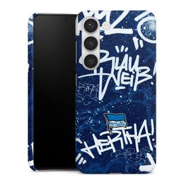 DeinDesign Galaxy S23 Handy Premium Case Smartphone Handyh&uuml;lle Schutzh&uuml;lle matt Official Licensed Product Hertha Bsc Graffiti Premium Case