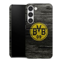DeinDesign Galaxy S23 Handy Premium Case Smartphone Handyh&uuml;lle Schutzh&uuml;lle matt Wooden Look Bvb Borussia Dortmund Premium Case