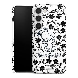 DeinDesign Galaxy S23 Handy Premium Case Smartphone Handyh&uuml;lle Schutzh&uuml;lle matt Peanuts Flowers Snoopy Premium Case