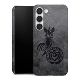 DeinDesign Galaxy S23 Handy Premium Case Smartphone Handyh&uuml;lle Schutzh&uuml;lle matt Official Licensed Product Msv Duisburg Zebra Premium Case