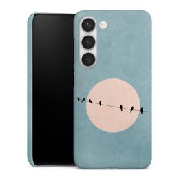 DeinDesign Galaxy S23 Handy Premium Case Smartphone Handyh&uuml;lle Schutzh&uuml;lle matt Bird Turquoise Moon Premium Case
