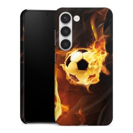 DeinDesign Galaxy S23 Handy Premium Case Smartphone Handyh&uuml;lle Schutzh&uuml;lle matt Ball Fire Soccer Premium Case