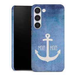DeinDesign Galaxy S23 Handy Premium Case Smartphone Handyh&uuml;lle Schutzh&uuml;lle matt Anchor Maritim Blue Premium Case
