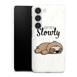 DeinDesign Galaxy S23 Handy Premium Case Smartphone Handyh&uuml;lle Schutzh&uuml;lle matt Animals Sloth Lazy Sunday Premium Case