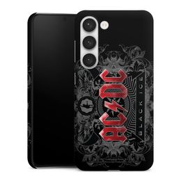 DeinDesign Galaxy S23 Handy Premium Case Smartphone Handyh&uuml;lle Schutzh&uuml;lle matt Merchandise Black Ice Acdc Premium Case