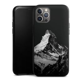 DeinDesign iPhone 12 Pro Max Handy Silikon H&uuml;lle Case schwarz Handyh&uuml;lle Mountain Snow Mountain Top