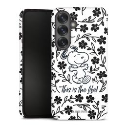 DeinDesign Galaxy S25 Handy Panzer Handyh&uuml;lle robuste Outdoor H&uuml;lle Schutzh&uuml;lle matt Peanuts Flowers Snoopy Tough Case