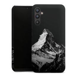 DeinDesign Galaxy A34 5G Handy Premium Case Smartphone Handyh&uuml;lle Schutzh&uuml;lle gl&auml;nzend Mountain Mountain Top Snow Premium Case