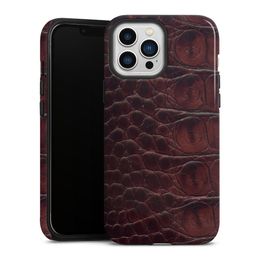 DeinDesign iPhone 13 Pro Max Handy Panzer Handyh&uuml;lle robuste Outdoor H&uuml;lle Schutzh&uuml;lle gl&auml;nzend Leather Crocodile Animal Print Tough Case