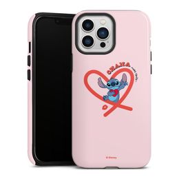 DeinDesign iPhone 13 Pro Max Handy Panzer Handyh&uuml;lle robuste Outdoor H&uuml;lle Schutzh&uuml;lle gl&auml;nzend Heart Lilo & Stitch Disney Tough Case