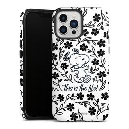 DeinDesign iPhone 13 Pro Max Handy Panzer Handyh&uuml;lle robuste Outdoor H&uuml;lle Schutzh&uuml;lle gl&auml;nzend Peanuts Flowers Snoopy Tough Case