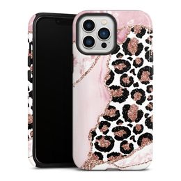 DeinDesign iPhone 13 Pro Max Handy Panzer Handyh&uuml;lle robuste Outdoor H&uuml;lle Schutzh&uuml;lle gl&auml;nzend Leopard Glitzer Marble Tough Case