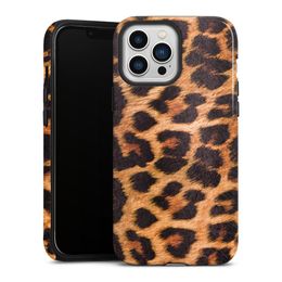DeinDesign iPhone 13 Pro Max Handy Panzer Handyh&uuml;lle robuste Outdoor H&uuml;lle Schutzh&uuml;lle gl&auml;nzend Animal Print Leopard Fur Tough Case