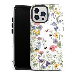 DeinDesign iPhone 13 Pro Max Handy Panzer Handyh&uuml;lle robuste Outdoor H&uuml;lle Schutzh&uuml;lle gl&auml;nzend Flowers Bee Muster Tough Case
