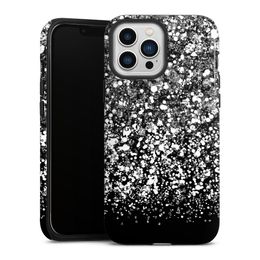 DeinDesign iPhone 13 Pro Max Handy Panzer Handyh&uuml;lle robuste Outdoor H&uuml;lle Schutzh&uuml;lle gl&auml;nzend Muster Snowflake Glitzer Tough Case