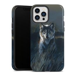 DeinDesign iPhone 13 Pro Max Handy Panzer Handyh&uuml;lle robuste Outdoor H&uuml;lle Schutzh&uuml;lle gl&auml;nzend Wolf Painting Nature Tough Case