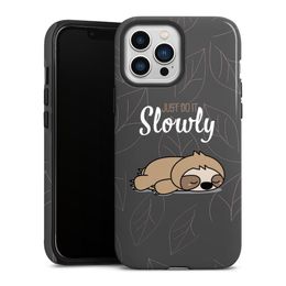 DeinDesign iPhone 13 Pro Max Handy Panzer Handyh&uuml;lle robuste Outdoor H&uuml;lle Schutzh&uuml;lle gl&auml;nzend Sloth Lazy Sunday Sayings Tough Case