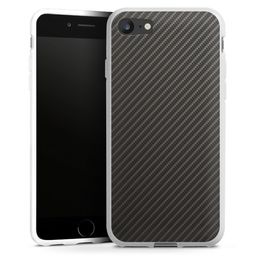 DeinDesign iPhone 8 Handy Silikon H&uuml;lle Case wei&szlig; Handyh&uuml;lle Carbon Muster Metallic Look Silikon Case