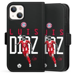 DeinDesign Galaxy A51 Handy Klapph&uuml;lle Handyh&uuml;lle aus Kunst Leder schwarz Flip Case Fc Bayern M&uuml;nchen Official Licensed Product Luis Diaz Sideflip mit Lasche