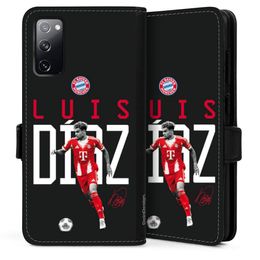 DeinDesign Galaxy S20 Handy Klapph&uuml;lle Handyh&uuml;lle aus Kunst Leder schwarz Flip Case Fc Bayern M&uuml;nchen Official Licensed Product Luis Diaz Sideflip mit Lasche