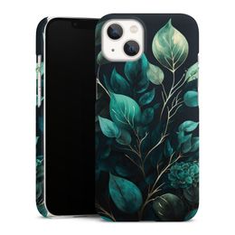 DeinDesign iPhone 13 Handy Premium Case Smartphone Handyh&uuml;lle Schutzh&uuml;lle matt Eukalyptus Leaves Black Premium Case