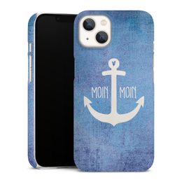 DeinDesign iPhone 13 Handy Premium Case Smartphone Handyh&uuml;lle Schutzh&uuml;lle matt Anchor Maritim Blue Premium Case