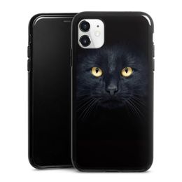 DeinDesign iPhone 11 Handy Silikon H&uuml;lle Case schwarz Handyh&uuml;lle Cat Black Eye