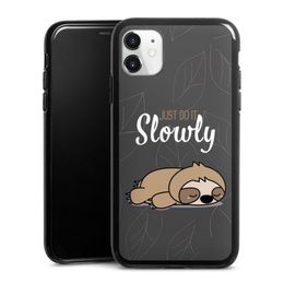 DeinDesign iPhone 11 Handy Silikon H&uuml;lle Case schwarz Handyh&uuml;lle Sayings Sloth Lazy Sunday