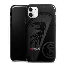 DeinDesign iPhone 11 Handy Silikon H&uuml;lle Case schwarz Handyh&uuml;lle Sc Freiburg Official Licensed Product Metallic Look