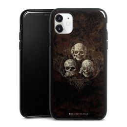 DeinDesign iPhone 11 Handy Silikon H&uuml;lle Case schwarz Handyh&uuml;lle Gothic Art Skulls