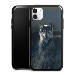 DeinDesign iPhone 11 Handy Silikon H&uuml;lle Case schwarz Handyh&uuml;lle Wolf Painting Nature