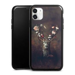 DeinDesign iPhone 11 Handy Silikon H&uuml;lle Case schwarz Handyh&uuml;lle Flowers Reindeer Rehe