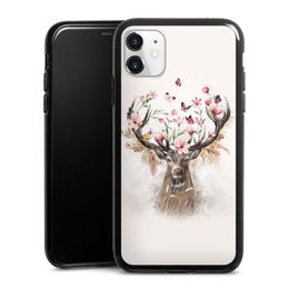 DeinDesign iPhone 11 Handy Silikon H&uuml;lle Case schwarz Handyh&uuml;lle Deer Flowers Animals