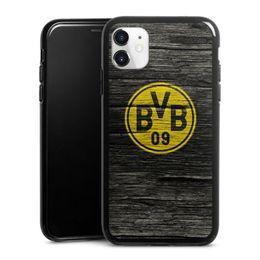 DeinDesign iPhone 11 Handy Silikon H&uuml;lle Case schwarz Handyh&uuml;lle Wooden Look Bvb Borussia Dortmund