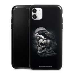 DeinDesign iPhone 11 Handy Silikon H&uuml;lle Case schwarz Handyh&uuml;lle Skulls Skull Raven