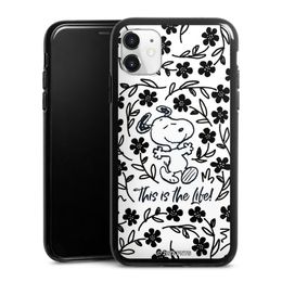 DeinDesign iPhone 11 Handy Silikon H&uuml;lle Case schwarz Handyh&uuml;lle Flowers Snoopy Peanuts