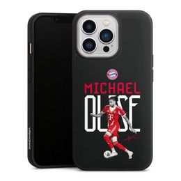 DeinDesign iPhone 13 Pro Handy Premium Silikon H&uuml;lle Handyh&uuml;lle schwarz Case Fc Bayern M&uuml;nchen Michael Olise Official Licensed Product Silikon Premium Case