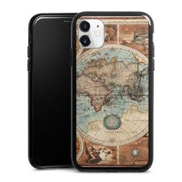 DeinDesign iPhone 11 Handy Silikon H&uuml;lle Case schwarz Handyh&uuml;lle Vintage Map World Map