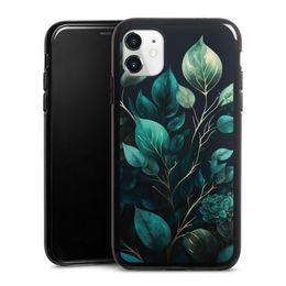 DeinDesign iPhone 11 Handy Silikon H&uuml;lle Case schwarz Handyh&uuml;lle Leaves Black Eukalyptus