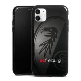 DeinDesign iPhone 11 Handy Silikon H&uuml;lle Case schwarz Handyh&uuml;lle Sc Freiburg Official Licensed Product Metallic Look