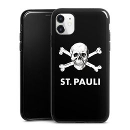 DeinDesign iPhone 11 Handy Silikon H&uuml;lle Case schwarz Handyh&uuml;lle Totenkopf Official Licensed Product Fc St. Pauli