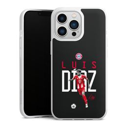 DeinDesign iPhone 13 Pro Handy Silikon H&uuml;lle Case wei&szlig; Handyh&uuml;lle Fc Bayern M&uuml;nchen Official Licensed Product Luis Diaz Silikon Case